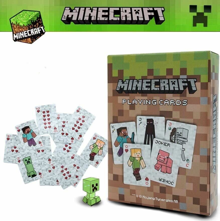 Карты игральные с пластиковым текстурированным покрытием "Майнкрафт"/minecraft (54 карты)