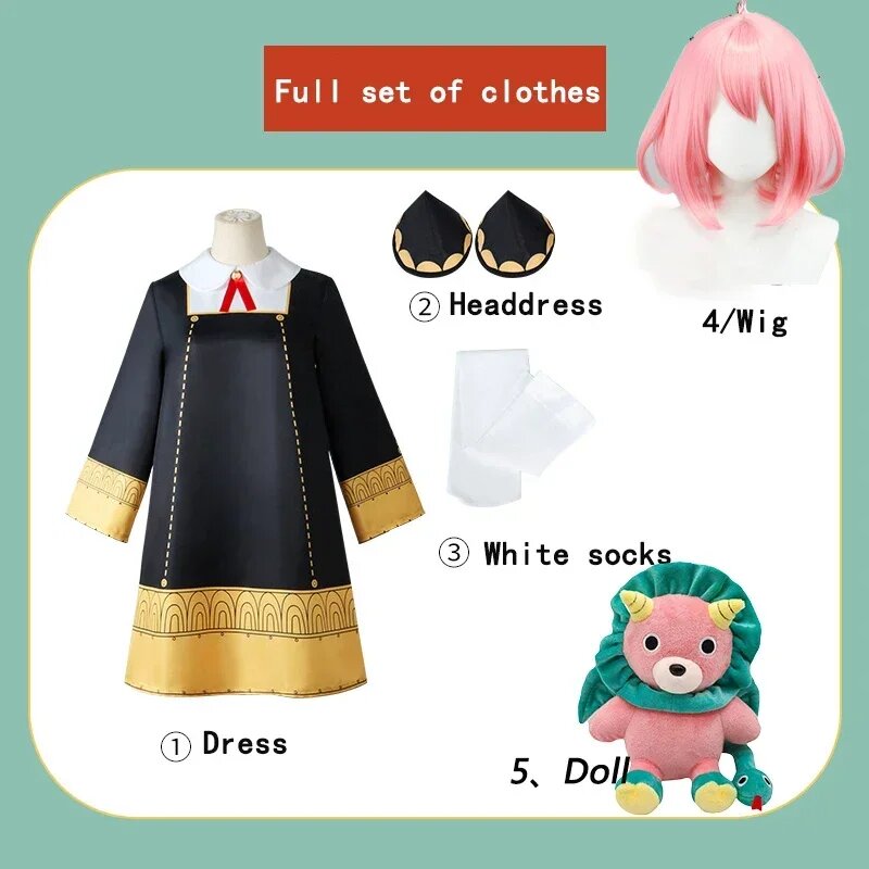 Аня Форгер Косплей костюм L, dress wig doll