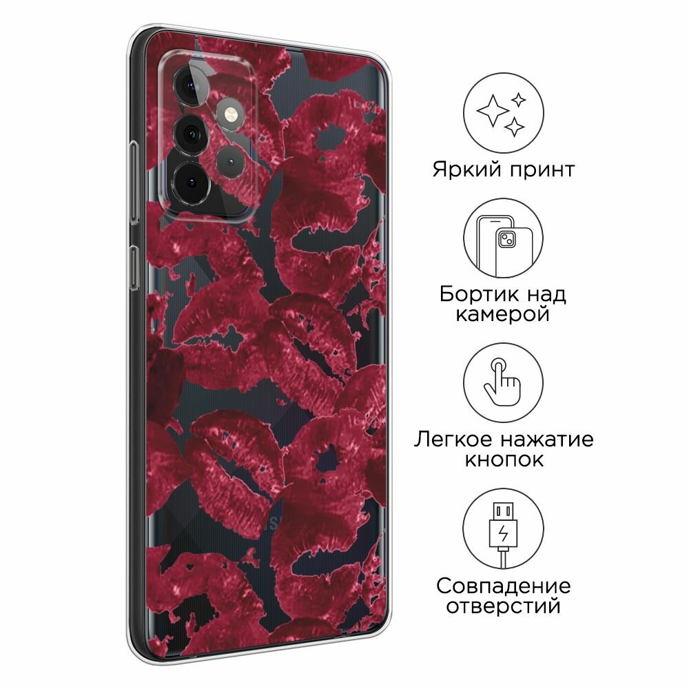 Чехол на Samsung Galaxy A72 / Самсунг Галакси А72 с принтом "Помада паттерн 2", прозрачный — фото 1
