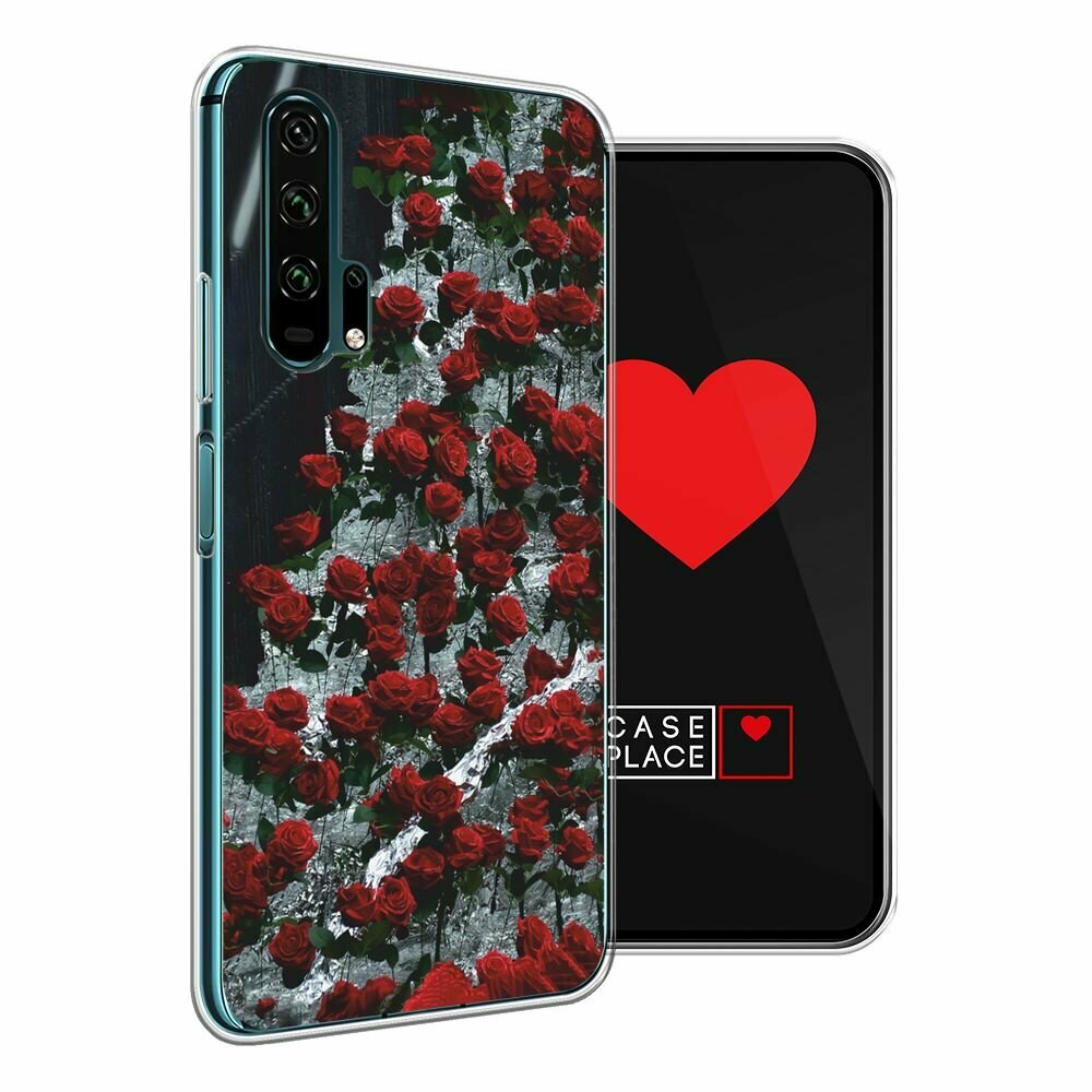 Чехол на Honor 20 Pro / Хонор 20 Про с принтом Цветущие алые розы — фото 1