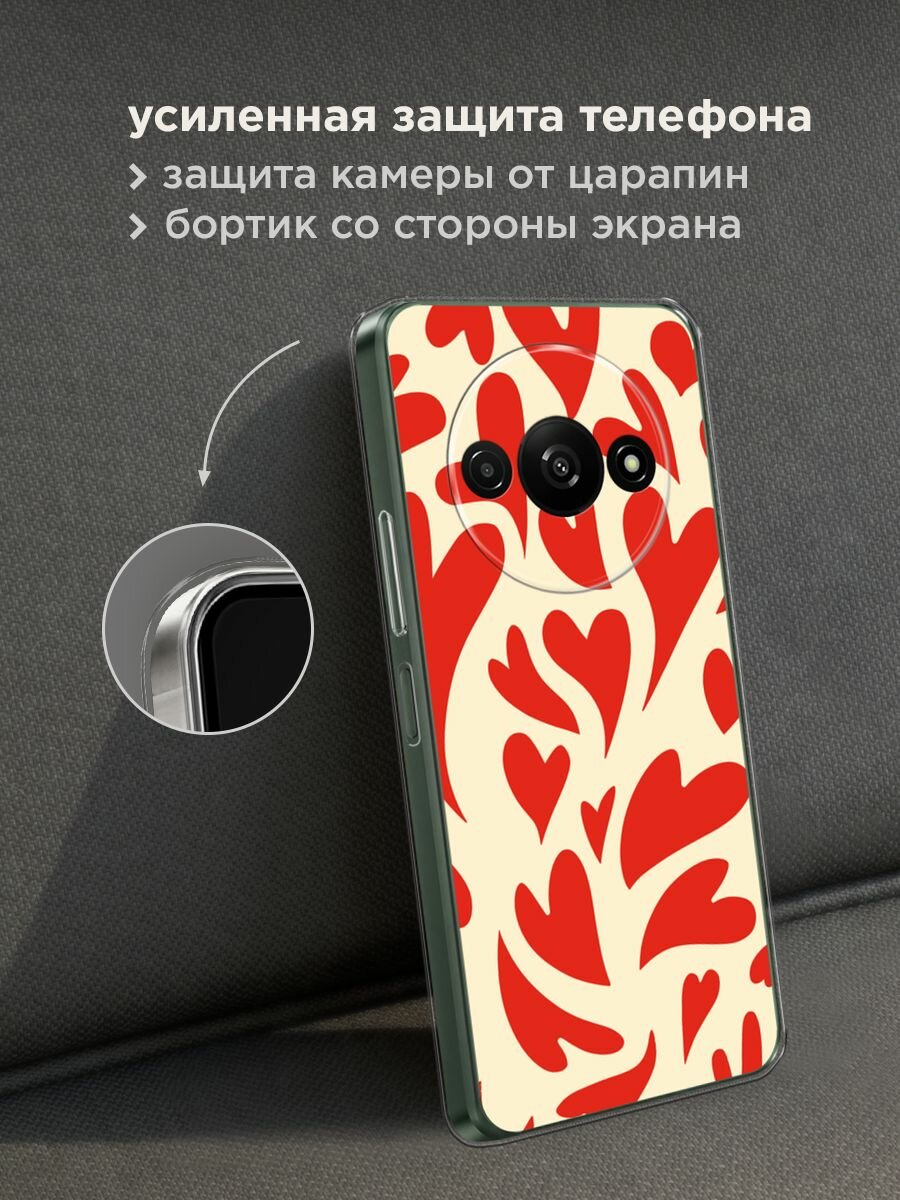 Чехол на Xiaomi Redmi A3/A3x/Poco C61 / Сяоми Редми А3/A3x/Поко С61 с принтом "Crazy hearts 1 - 14 февраля" — фото 1