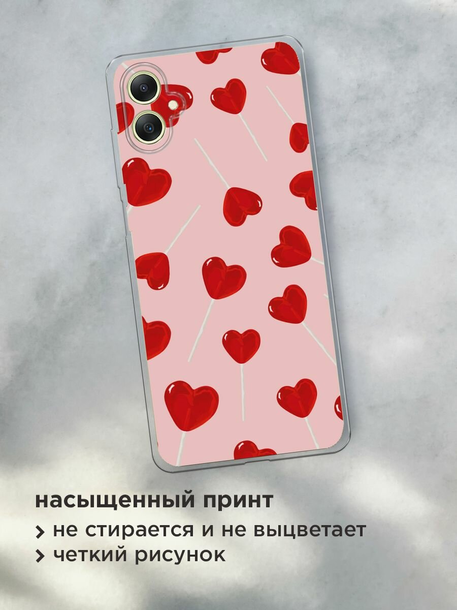 Чехол на Samsung Galaxy A06 / Самсунг Галакси А06 с принтом "Сердечки-леденцы 1 - 14 февраля" — фото 1