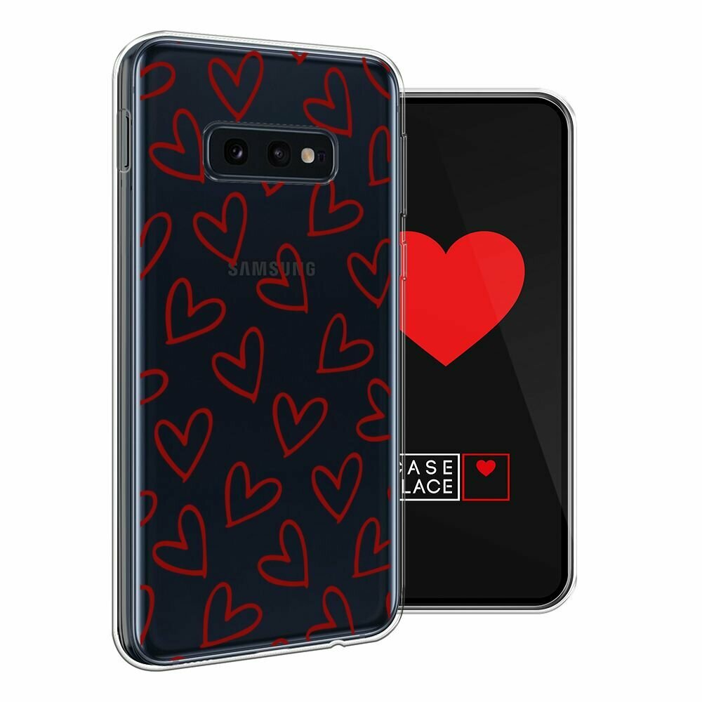 Чехол на Samsung Galaxy S10E / Самсунг Галакси S10E с принтом "Little hearts doodles 2 - 14 февраля", прозрачный — фото 1