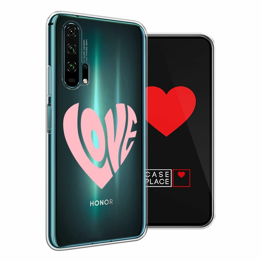 Чехол на Honor 20 Pro / Хонор 20 Про с принтом "Love heart 3 - 14 февраля", прозрачный — фото 1