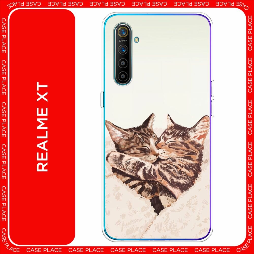 Чехол на Realme XT / Реалми XT с принтом "Влюбленные котейки - 14 февраля"