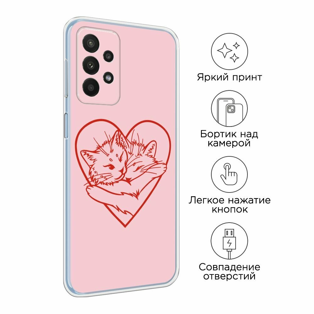 Чехол на Samsung Galaxy A23 / Самсунг Галакси А23 с принтом "Влюблённые котики рисунок 1 - 14 февраля" — фото 1