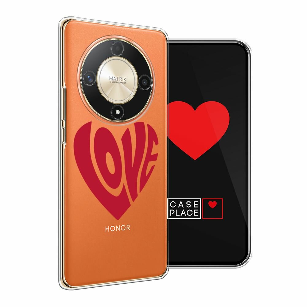Чехол на Honor X9b / Хонор X9B с принтом "Love heart 2 - 14 февраля", прозрачный — фото 1