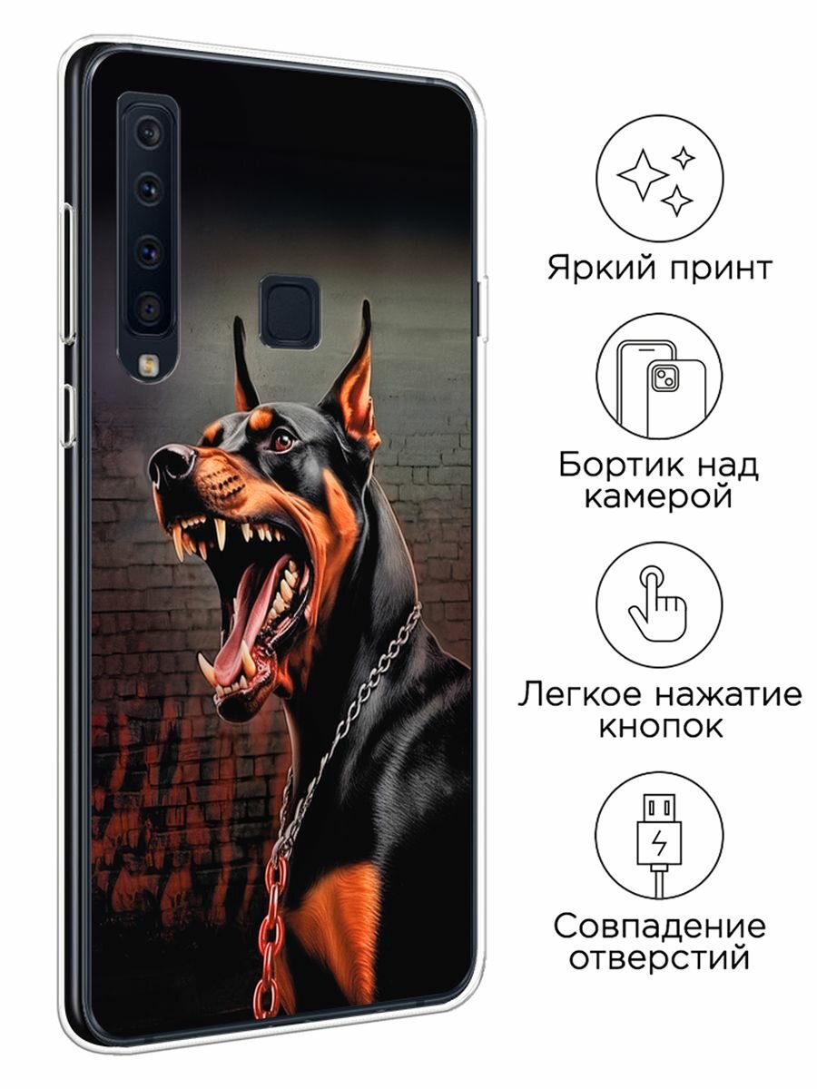Чехол на Samsung Galaxy A9 2018 / Самсунг Галакси А9 2018 с принтом "Доберман с цепью" — фото 1