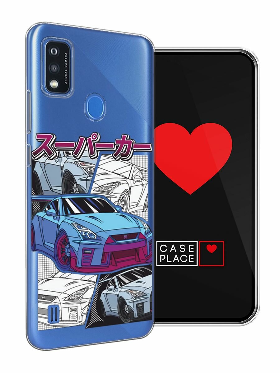 Чехол на ZTE Blade A51 / ЗТЕ Блейд А51 с принтом "JDM коллаж", прозрачный — фото 1