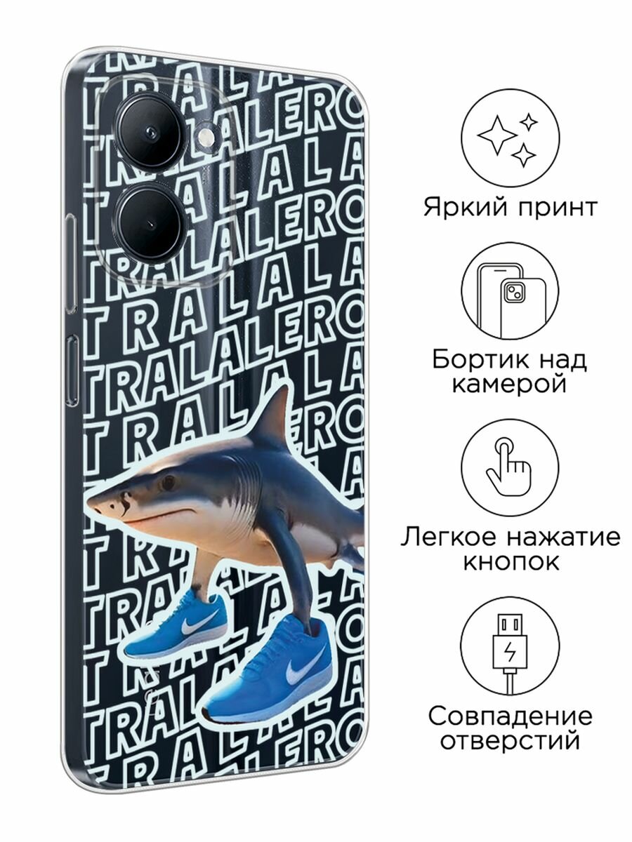 Чехол на Realme C33 / Реалми С33 с принтом "Тралалеро тралала 2", прозрачный — фото 1