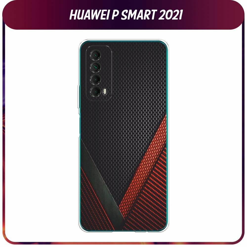 Чехол на Huawei P Smart 2021 / Хуавей П Смарт 2021 с принтом "Красный карбон"