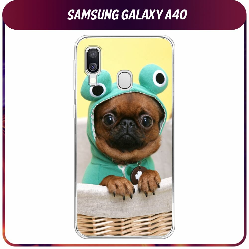 Чехол на Samsung Galaxy A40 / Самсунг Галакси А40 с принтом "Собачка в шапке лягушки"