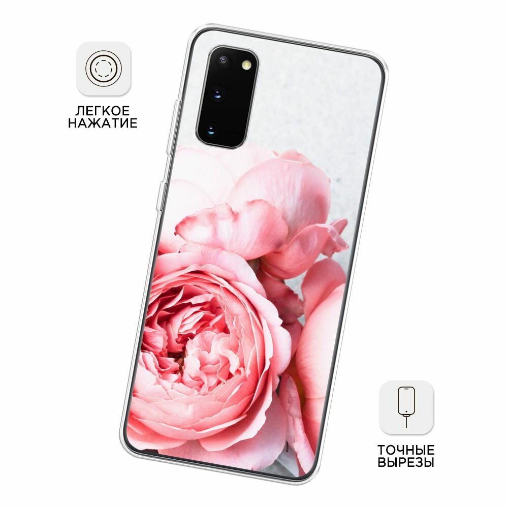 Чехол на Samsung Galaxy S20 / Самсунг Гэлакси S20 с принтом "Пионы на белом" — фото 1