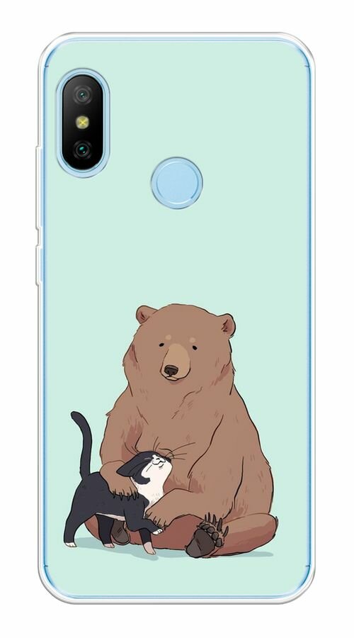 Чехол на Xiaomi Redmi 6 Pro/6 Plus/Mi A2 Lite / Сяоми Редми 6 Про/6 Плюс/Ми A2 Лайт с принтом "Медведь и кошка дружба"