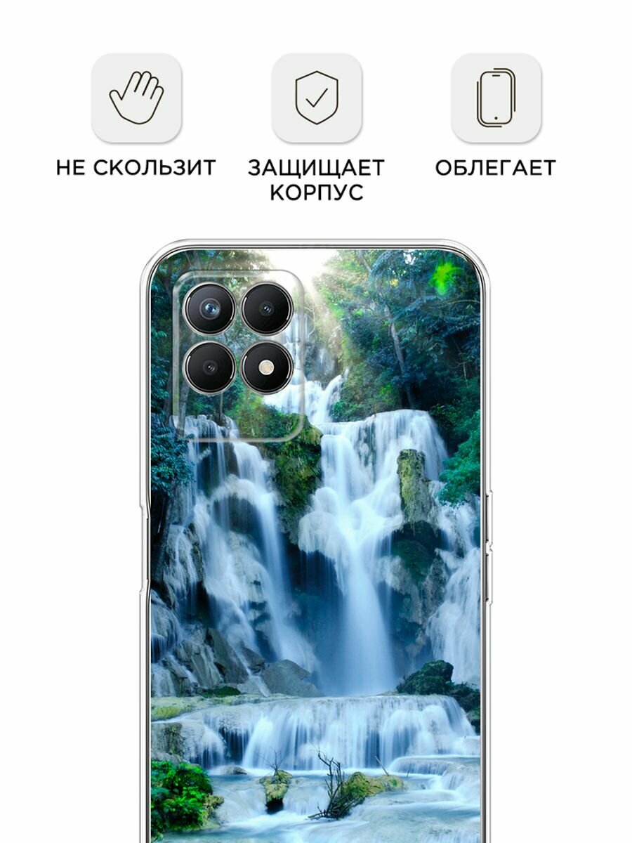 Силиконовый чехол на Realme 8i / Реалми 8i с принтом "Водопад 8" — фото 1