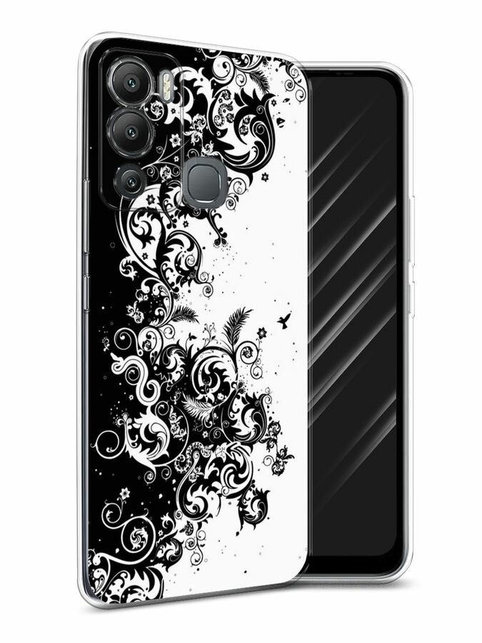 Чехол на Infinix Hot 12i / Инфиникс Хот 12i с принтом "Черно белый узор"