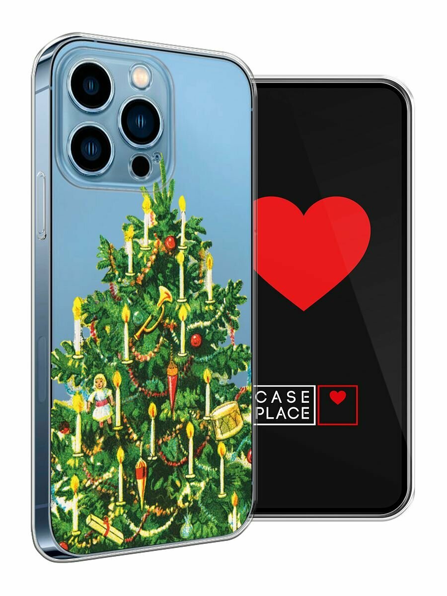 Чехол на Apple iPhone 13 Pro / Айфон 13 Про с принтом Рождественская ель, прозрачный — фото 1