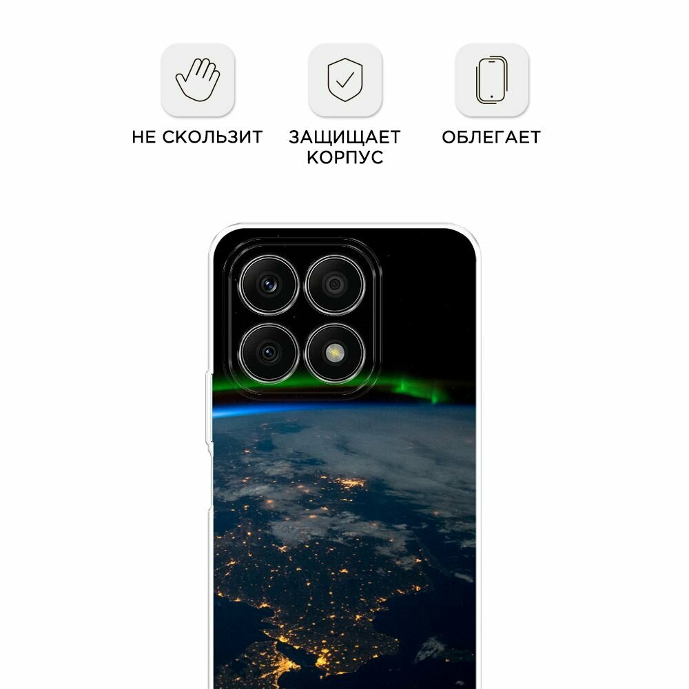 Силиконовый чехол на Honor X8A / Хонор X8A с принтом "Земля из космоса" — фото 1