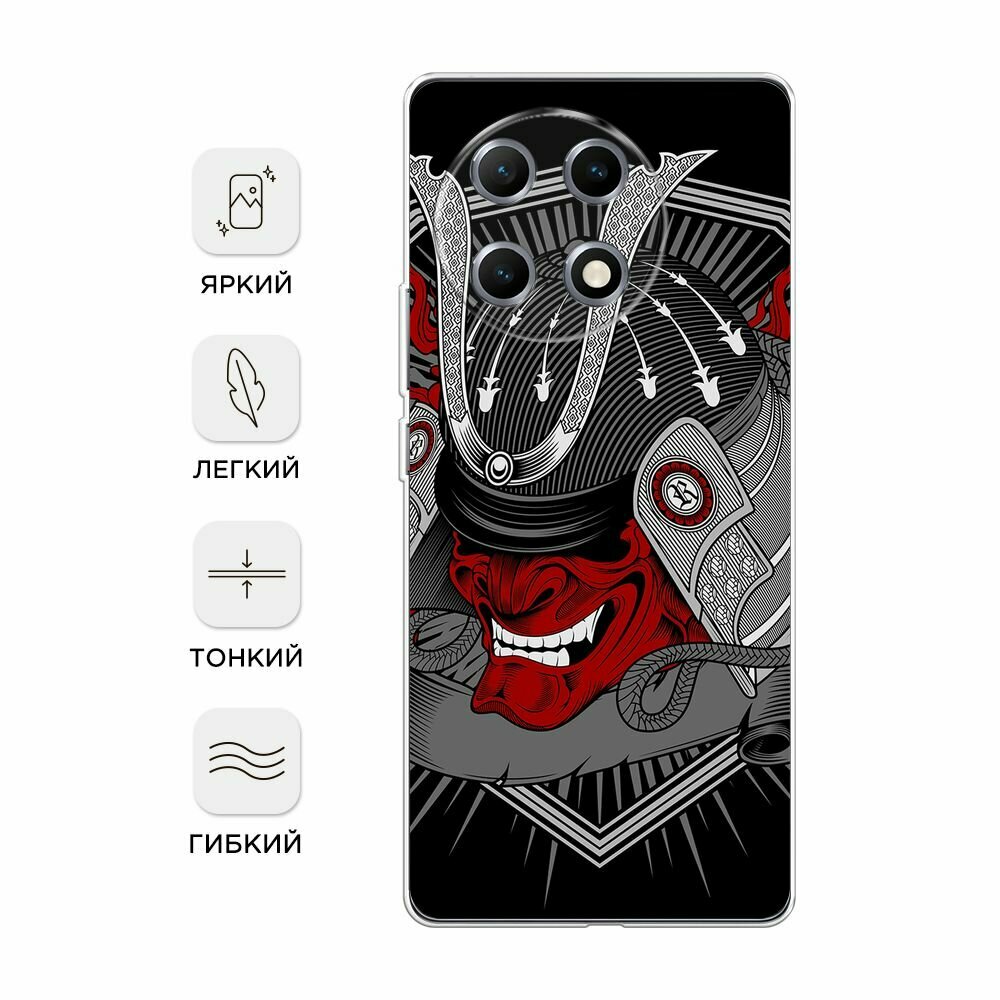 Чехол на Tecno Camon 30S / Текно Камон 30S с принтом "Красная маска самурая" — фото 1