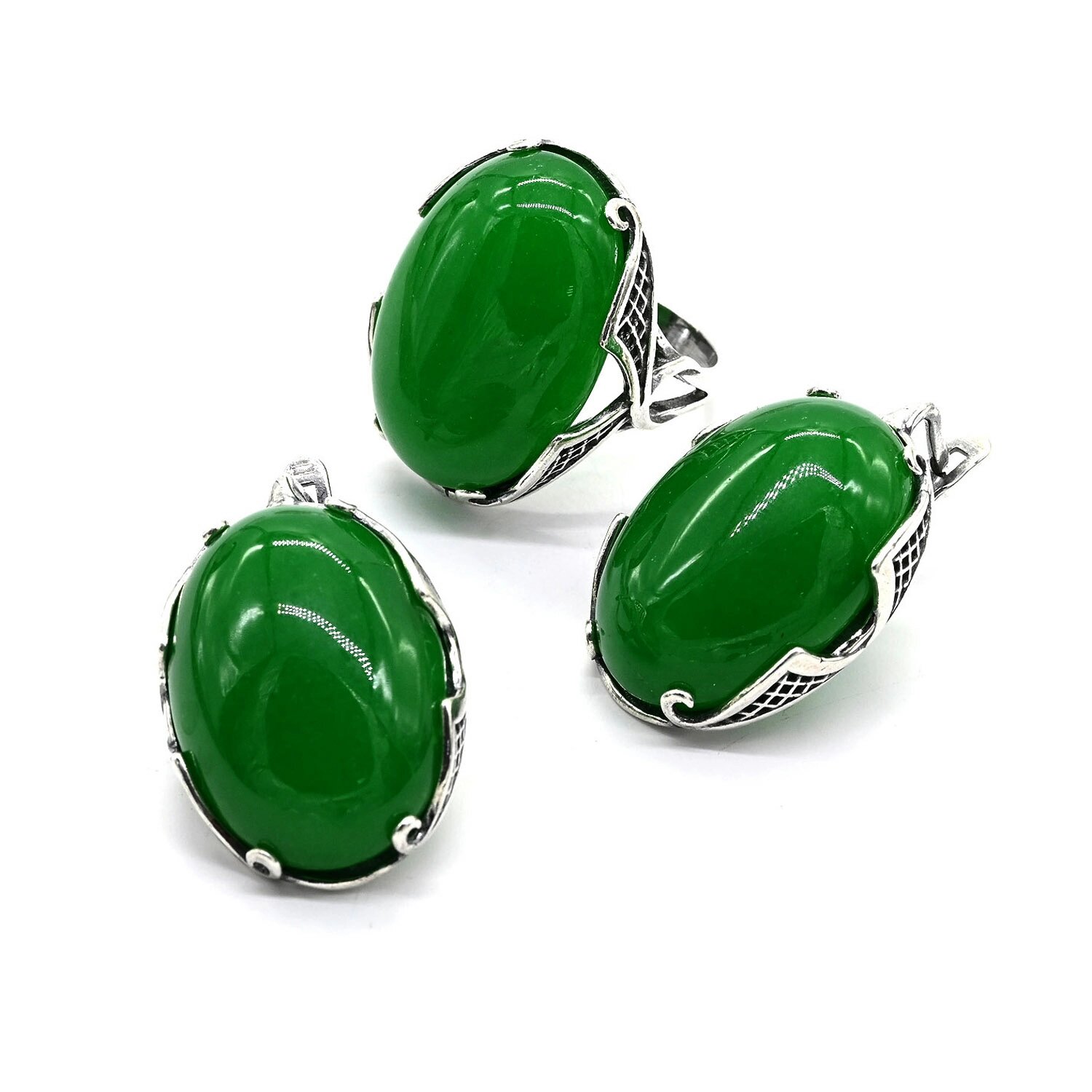 Серьги, хризопраз