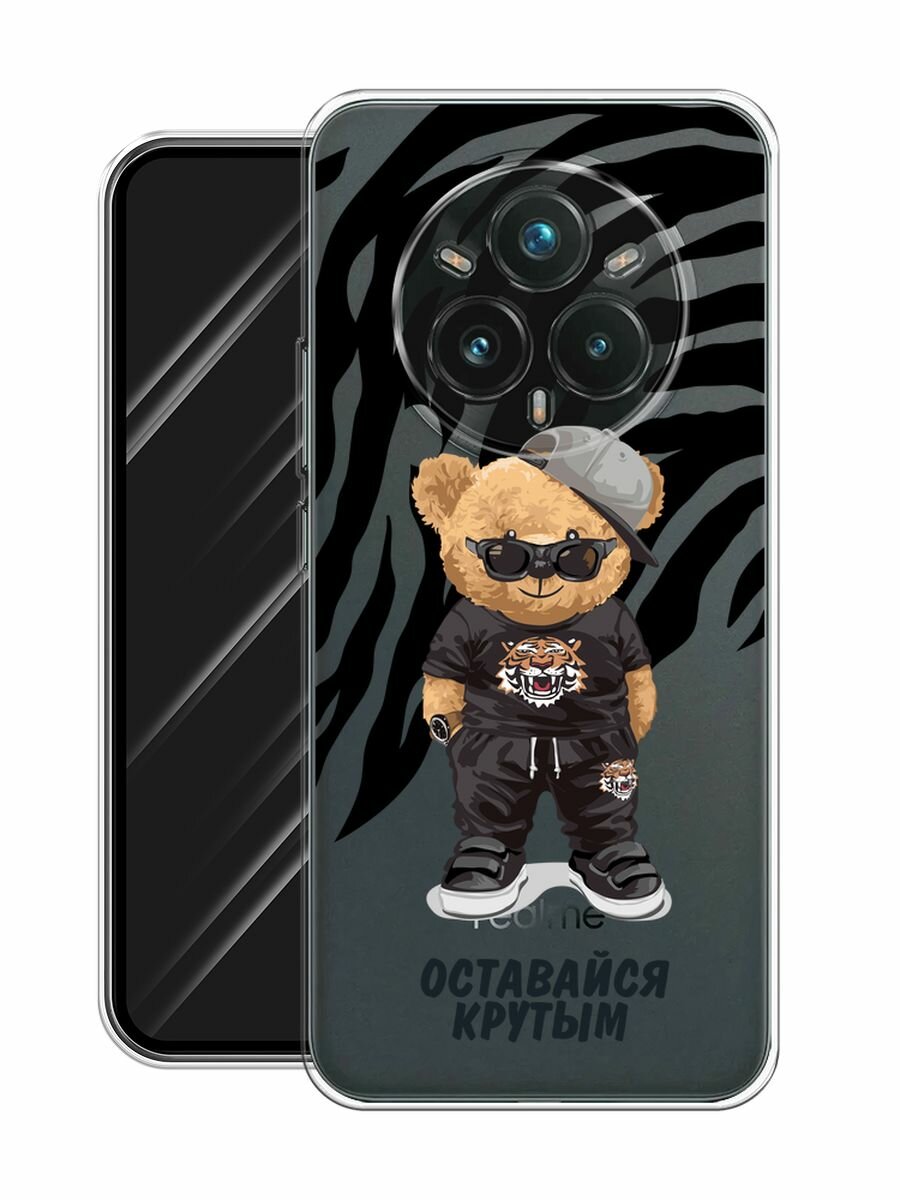 Чехол на Realme 14 Pro / Реалми 14 Про с принтом "Оставайся крутым - 23 февраля", прозрачный — фото 1