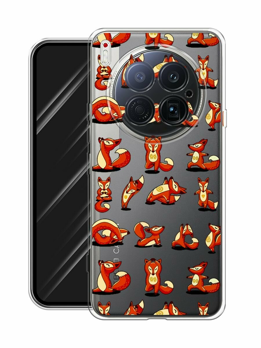Чехол на Tecno Camon 40 Premier / Текно Камон 40 Премьер с принтом "Йога для лисы", прозрачный — фото 1