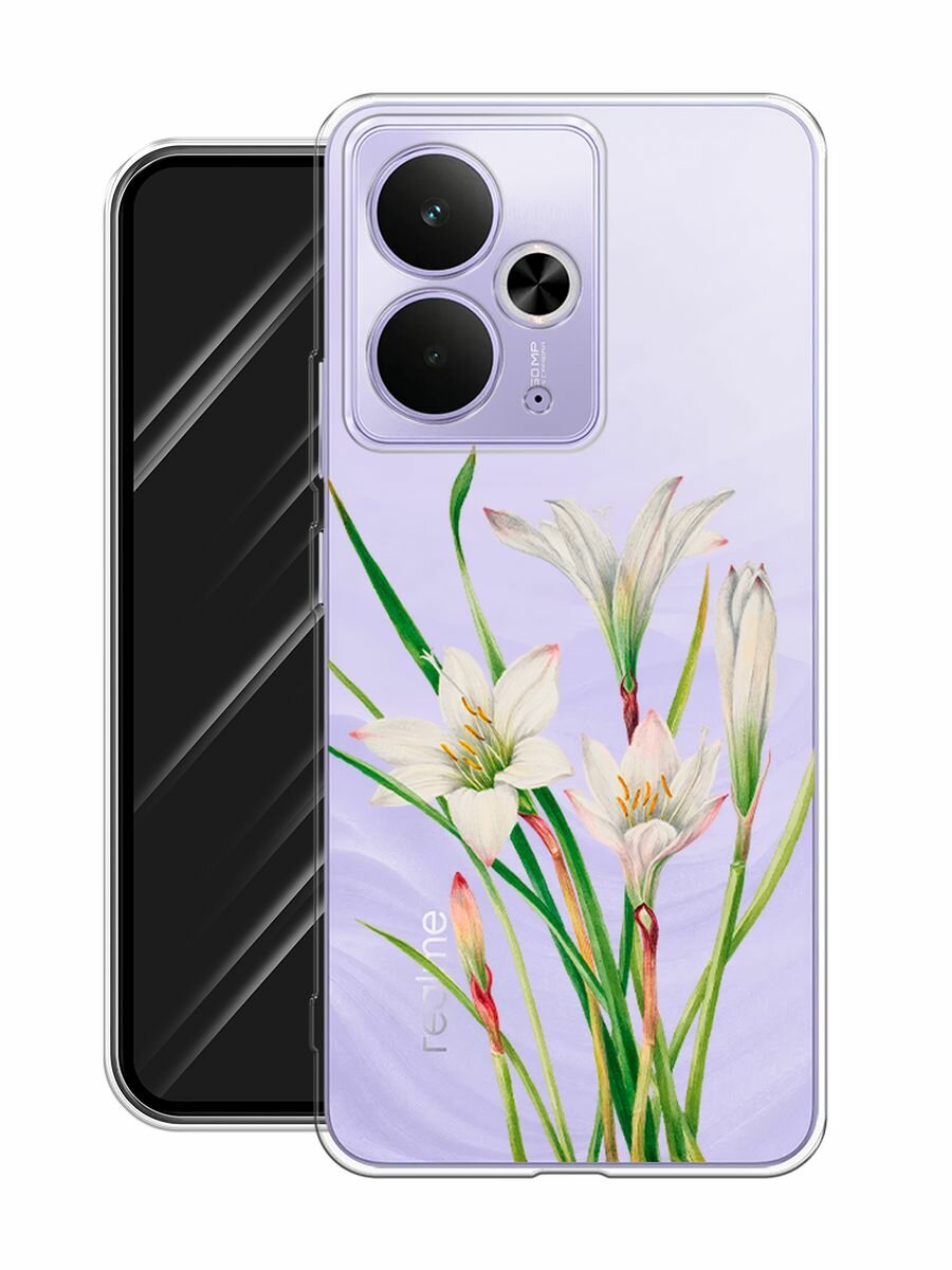 Чехол на Realme 14T / Реалми 14Т с принтом "White lily", прозрачный — фото 1