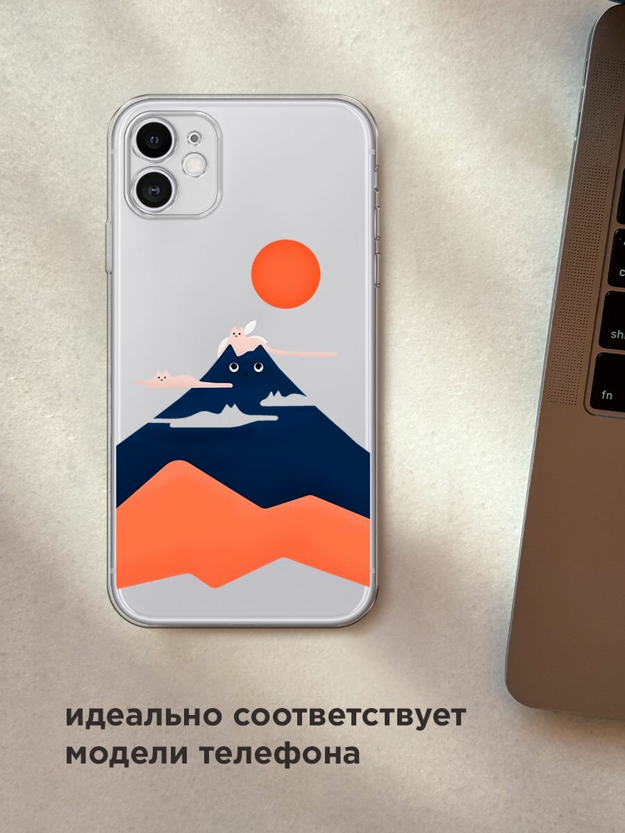 Чехол на Apple iPhone 11 / Айфон 11 с принтом "Кот-гора", прозрачный — фото 1