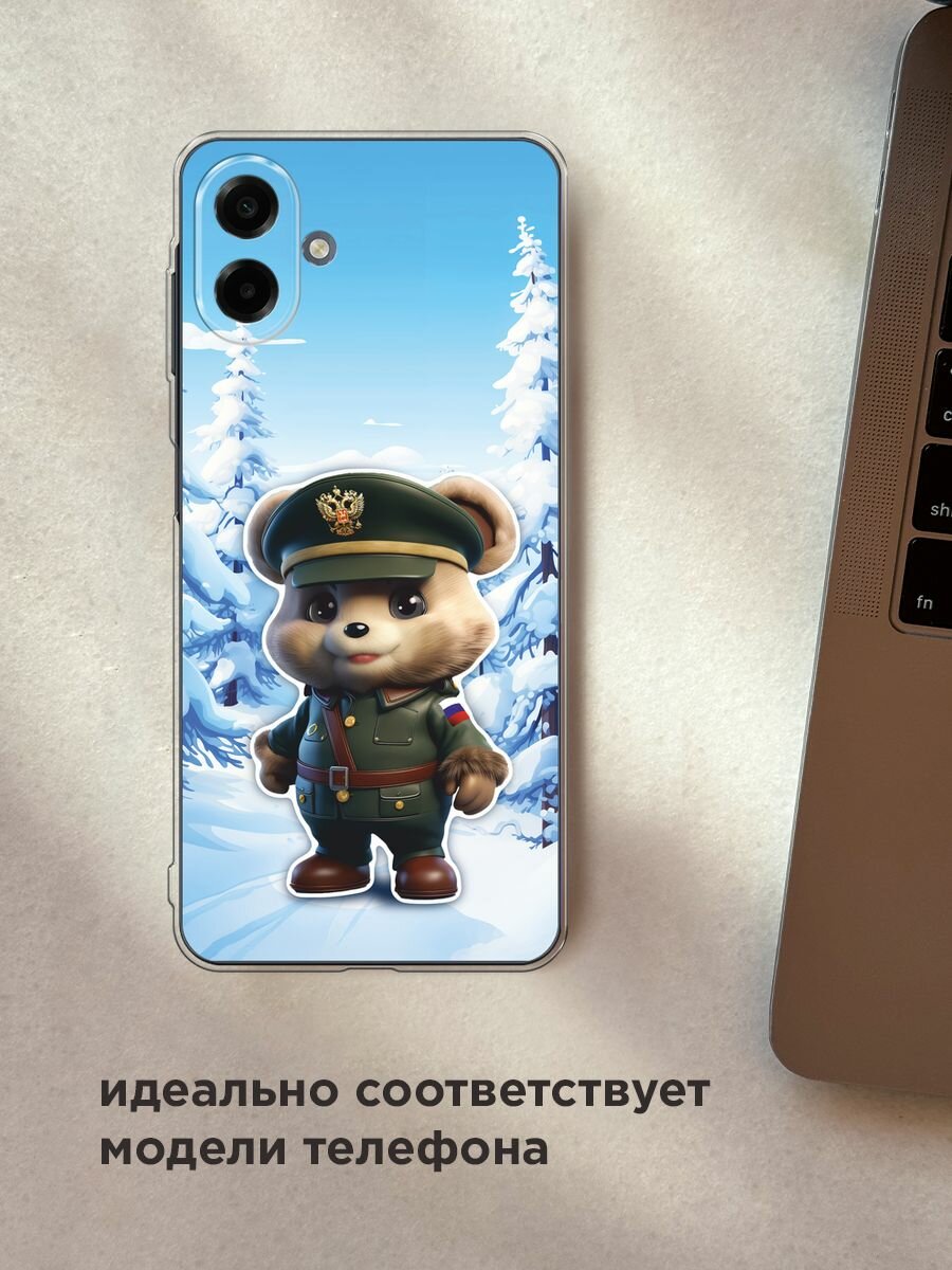 Чехол на Samsung Galaxy A07 / Самсунг А07 с принтом "Мишка в форме 1 - 23 февраля" — фото 1