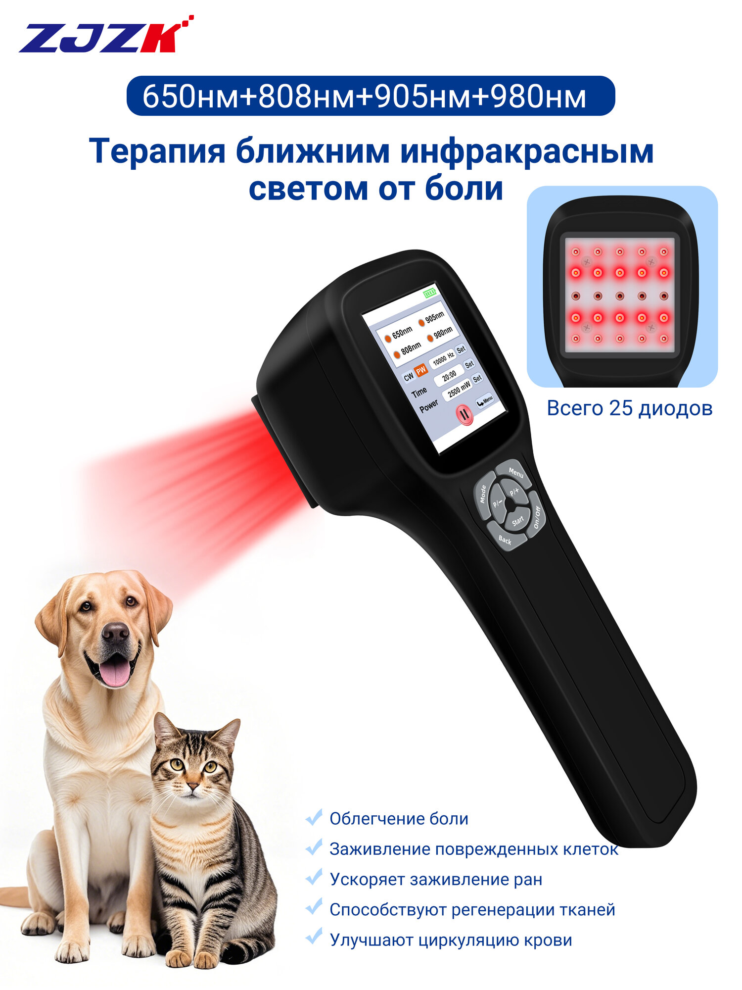 Красный свет 2,5 Вт – портативная светотерапия: лечение боли в спине, колене, шее