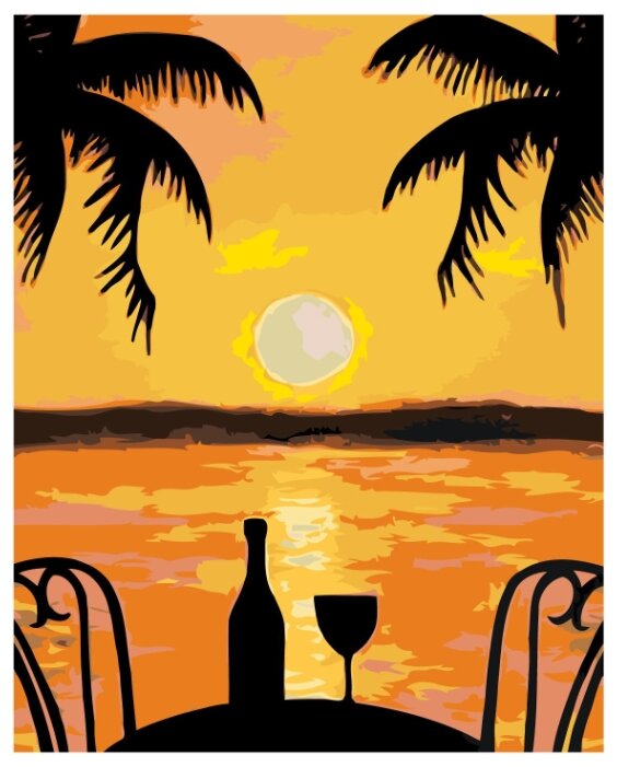 Закат на побережье Раскраска по номерам на холсте Живопись по номерам