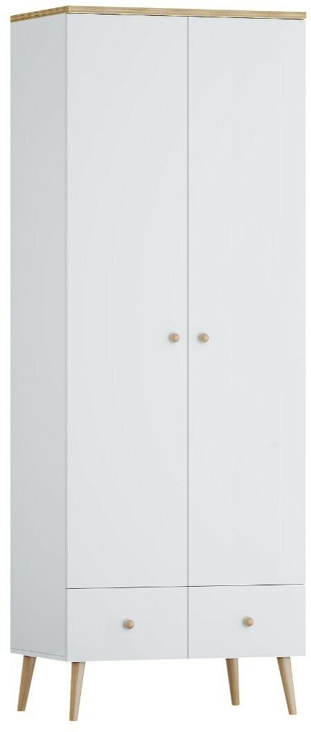 Шкаф для одежды, распашной Эйлин 2, Легкомаркет, 100х55х220, платяной, с ящиками, белый