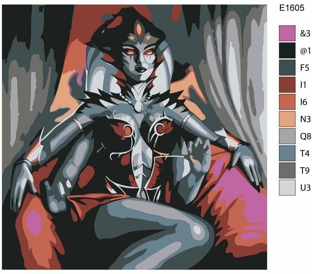 Детская картина по номерам E1605 "Игра Warcraft (Варкрафт). Королева Азшара" 30x30