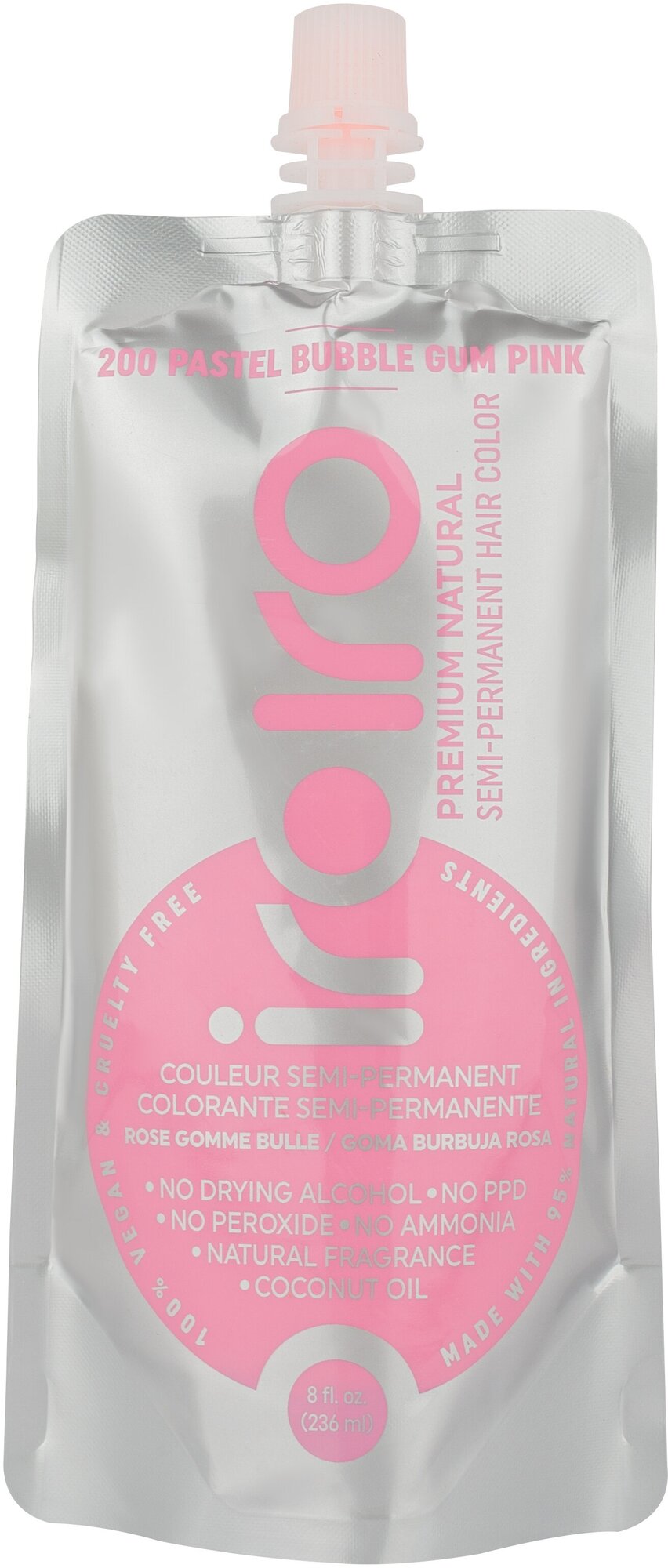Семи-перманентный краситель для волос iroiro 200 BUBBLE GUM PINK / Нежно-розовый 236мл