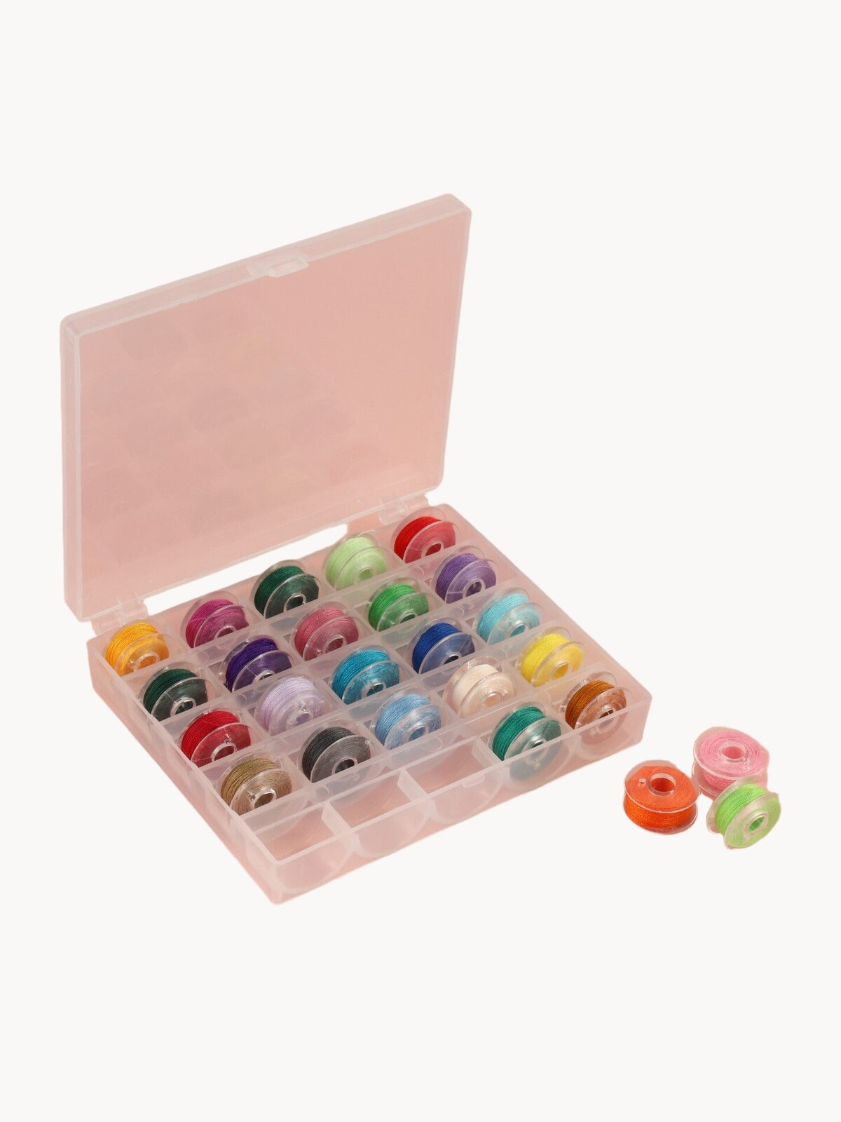 Набор шпулек с нитками, в органайзере, d = 20 мм, 25 шт, цвет разноцветный