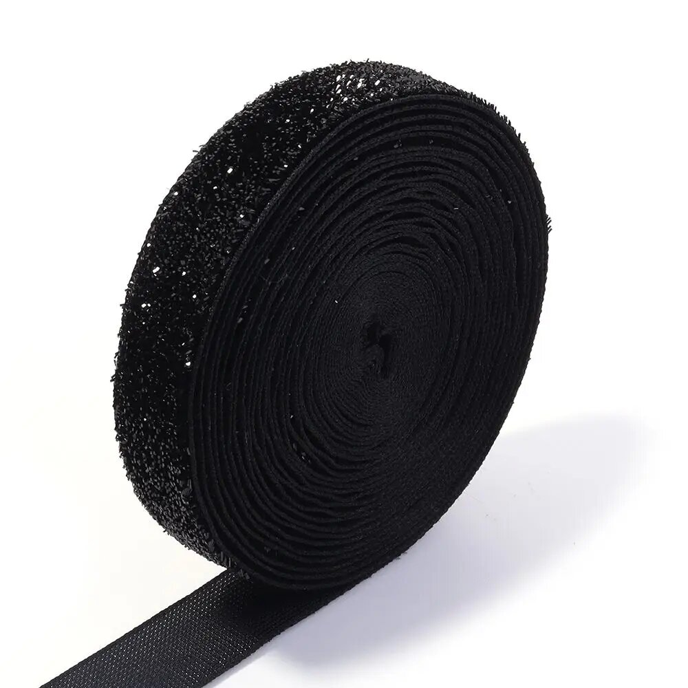 Черная бархатная лента с глиттером 7/10/15/20/25/38 мм 25mm 5yards