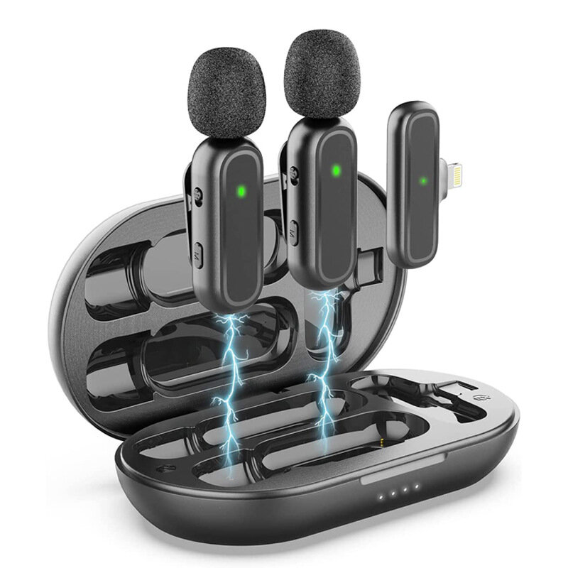 Беспроводной петличный микрофон для кросс-граничного использования, зарядный кейс один-на-два K61, полный комплект, шумоподавление для мобильного телефона, микрофон для прямой трансляции и записи