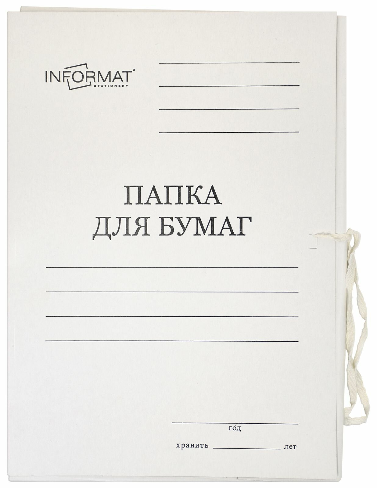 Папка с завязками inформат белая, А4, мелованный картон 320 г/м2 (LP9132W)