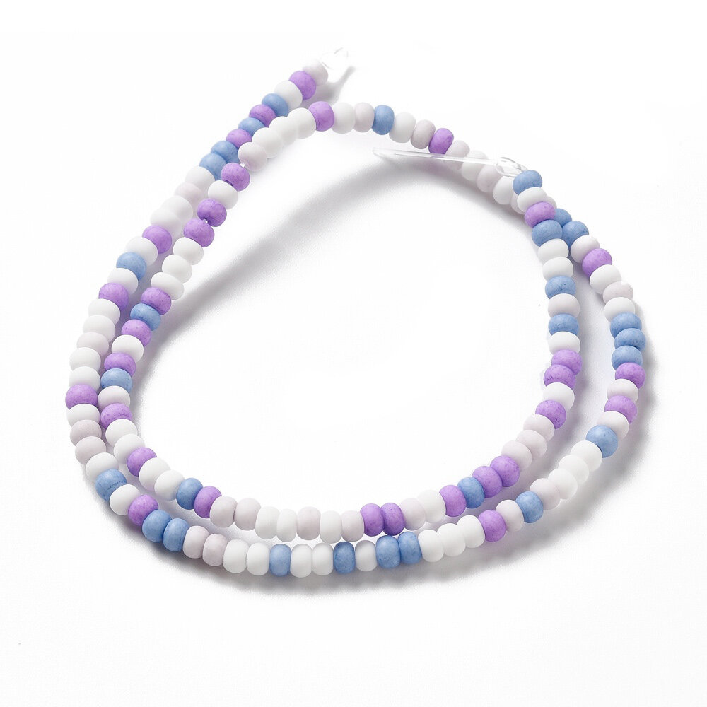 Бусина фарфоровая, 4х3мм, рондель, матовая, микс цветов, 130 шт, низка