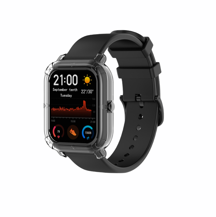 Чехол-кейс-пенал MyPads для умных смарт-часов Amazfit GTS (A1914) тонкий силиконовый с противоударными свойствами (прозрачный)