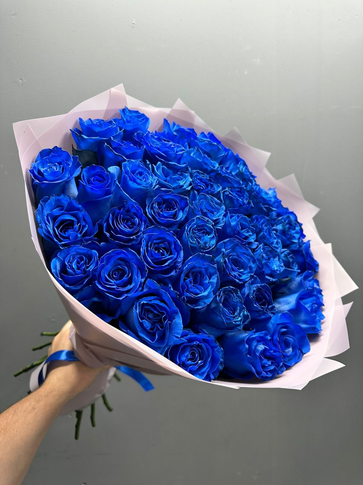 Синие Розы (51 шт) / 51 Роза / Букет Синих Роз / Натуральные розы без запаха