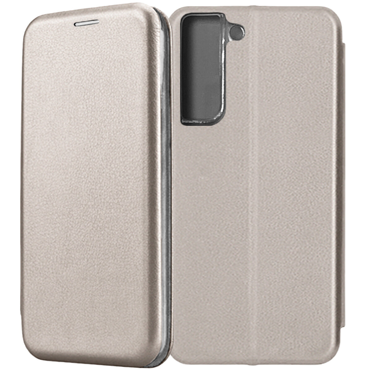 Чехол-книжка для Samsung Galaxy S21 FE G990 серый / подставка, отделение для карт