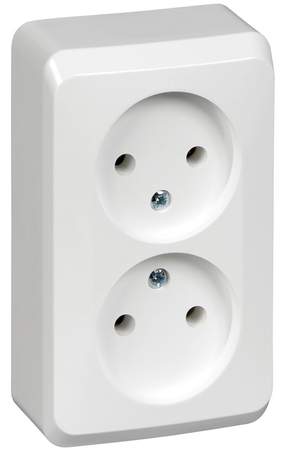 Розетка силовая штепсельная Systeme Electric / Систем Электрик Этюд, 16А 250В IP20 белый, без заземляющего контакта PA16-005B / электрооборудование