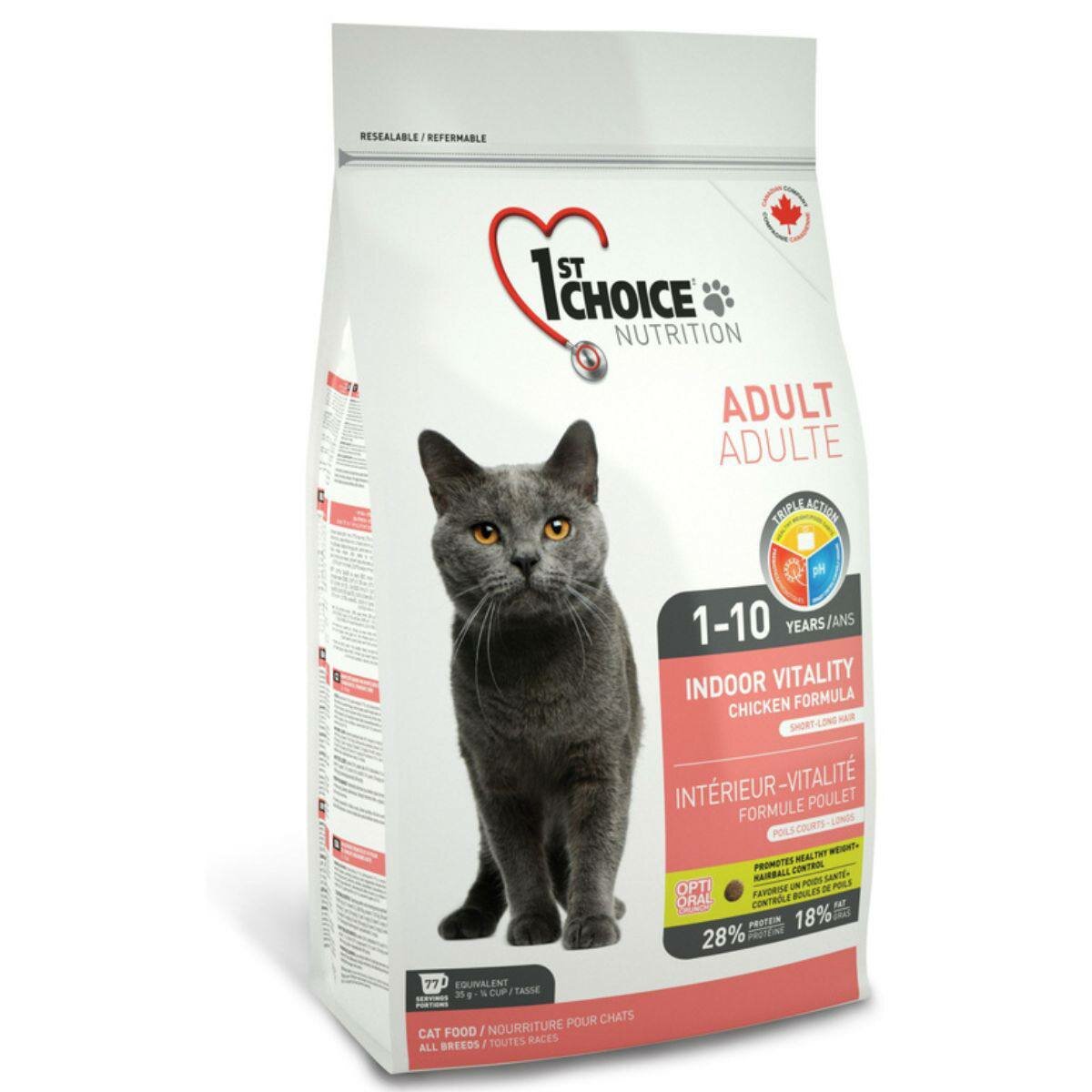 1st CHOICE корм для домашних кошек Vitality 2.72кг цыпленок