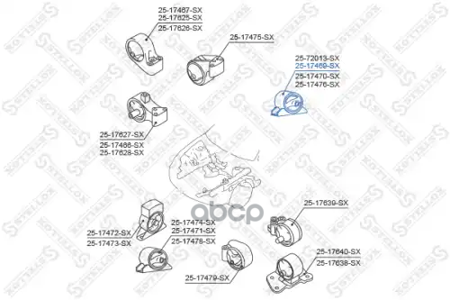 Подушка двигателя задняя Mitsubishi Carisma DA 1995-2003 Stellox арт. 2517469SX