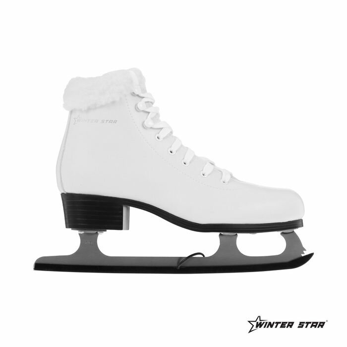 Коньки фигурные WINTER STAR с мехом, размер 37, белые, унисекс