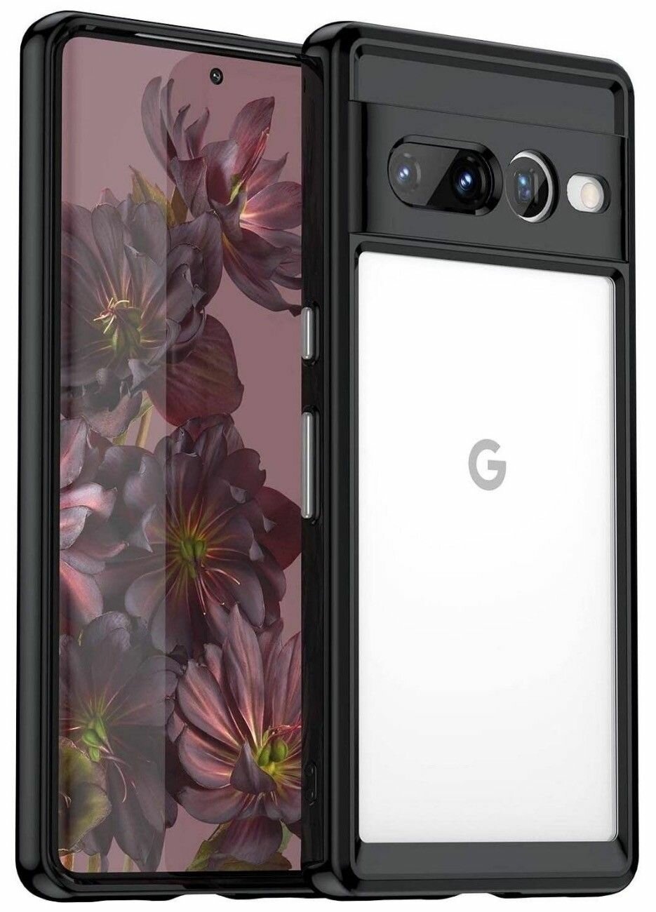 Чехол на Google Pixel 7 Pro пластиковый с силиконовой окантовкой чёрный