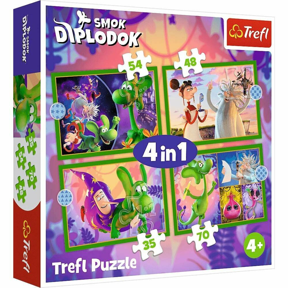 Пазл детский Trefl 35#48#54#70 деталей: Мир Дракона-Диплодока