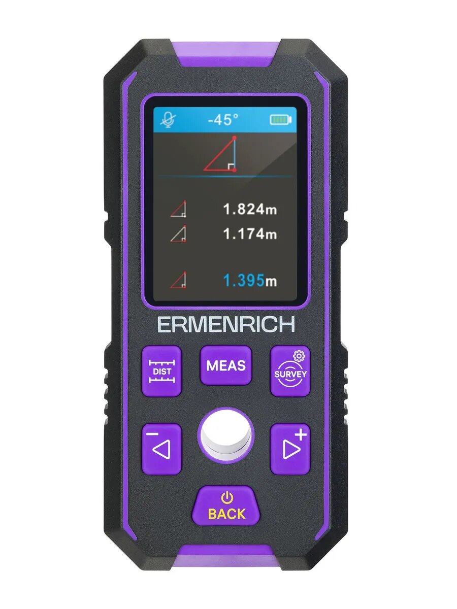 Детектор скрытой проводки Ermenrich "Ping SM90", ЖК-дисплей, фиолетовый