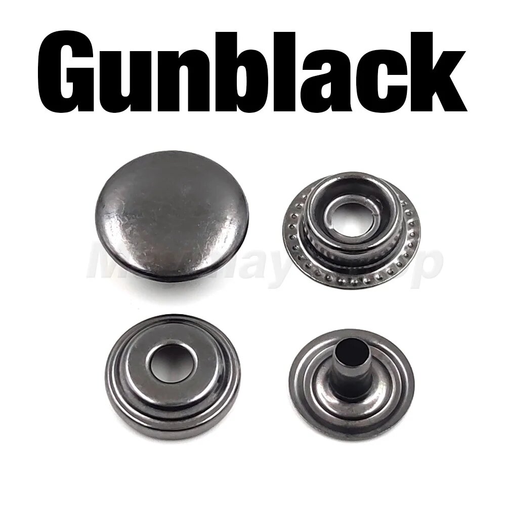 Металлические кнопки-застежки 201/203, 25 комплектов Черный, 15mm(201), Gunblack